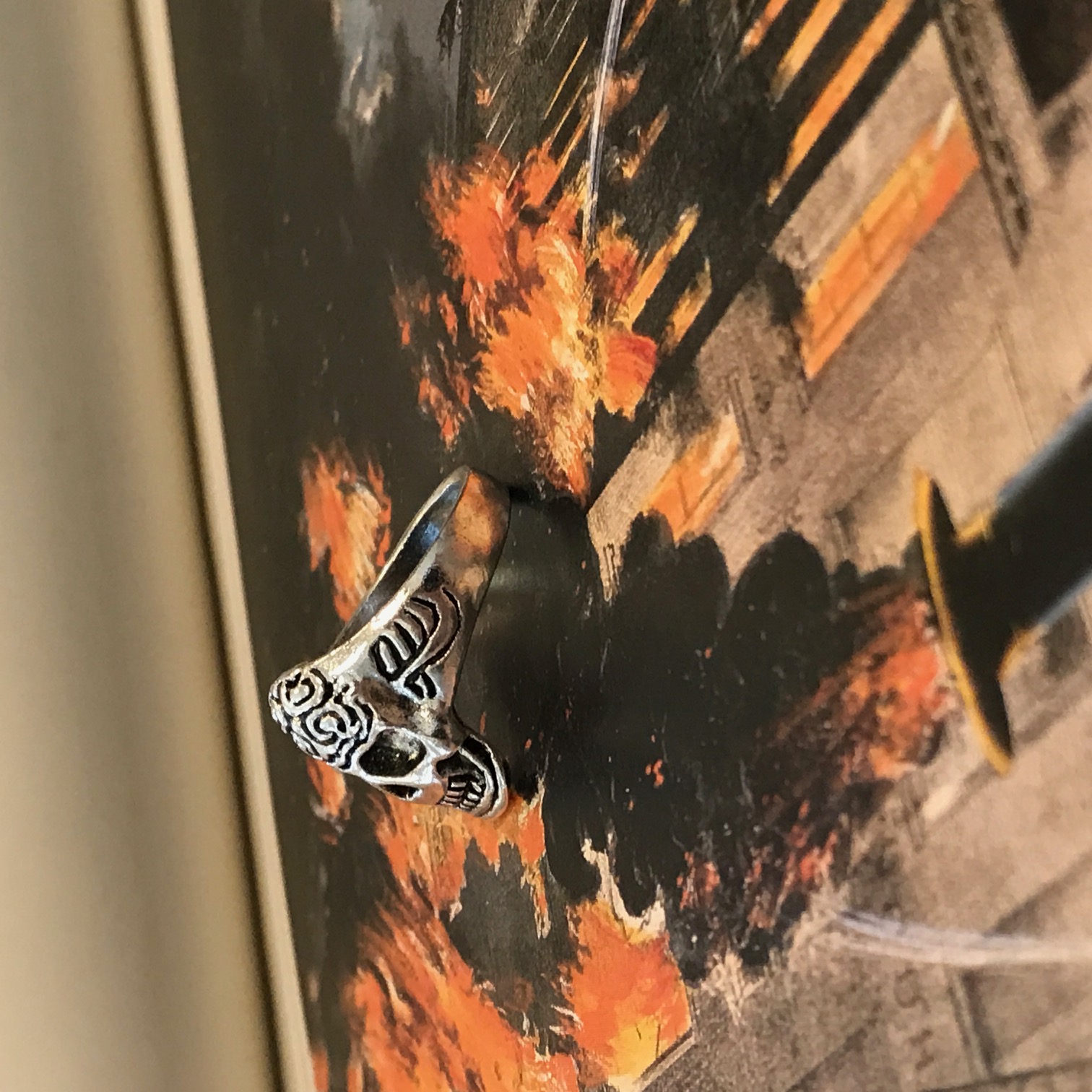 Size 9 1/2 Biker Ring 80s Biker Rings Eddie Munson Skull Ring Stranger ...