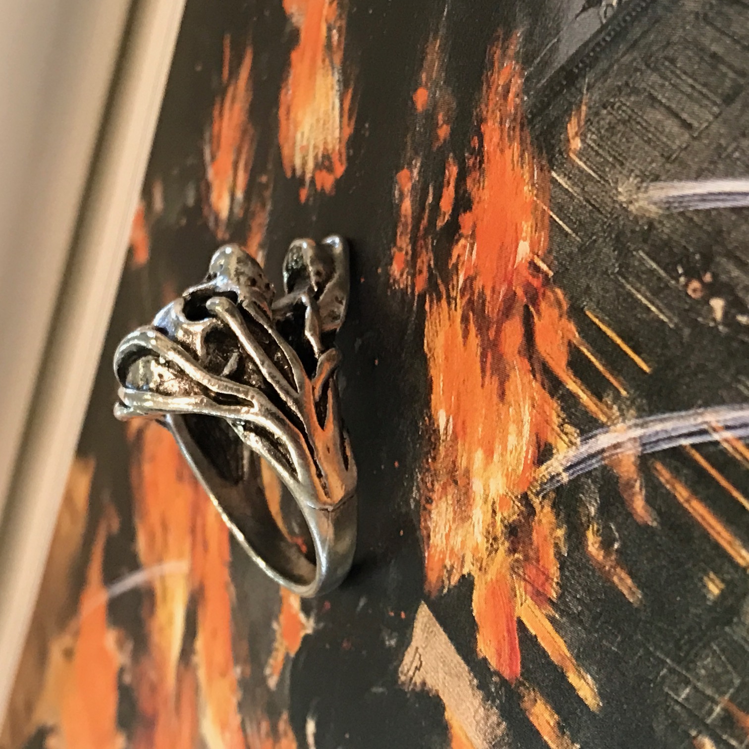 Size 8 1/2 Biker Ring 80s Biker Rings Eddie Munson Skull Ring Stranger ...