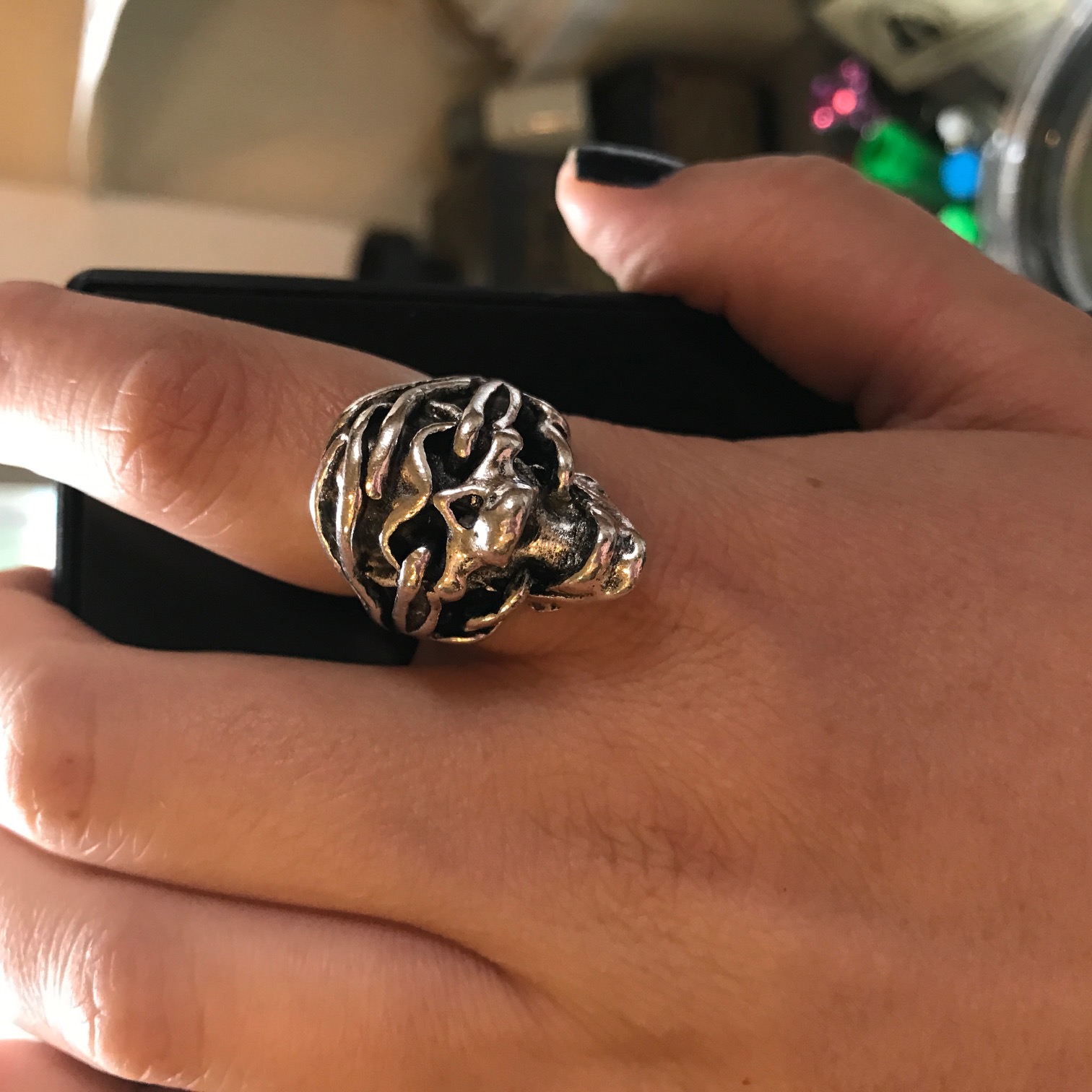 Size 8 1/2 Biker Ring 80s Biker Rings Eddie Munson Skull Ring Stranger ...