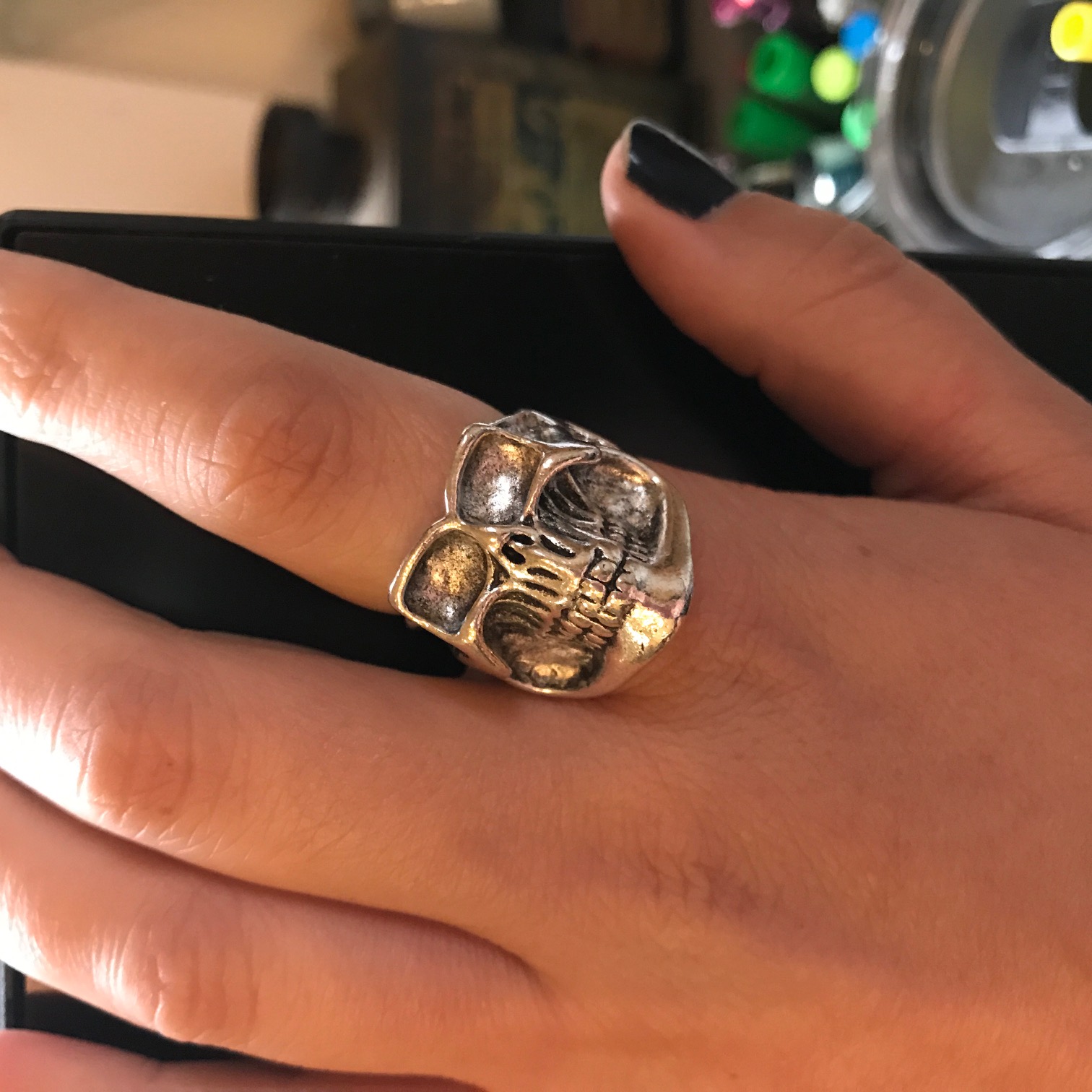 Size 9 Biker Ring 80s Biker Rings Eddie Munson Skull Ring Stranger ...