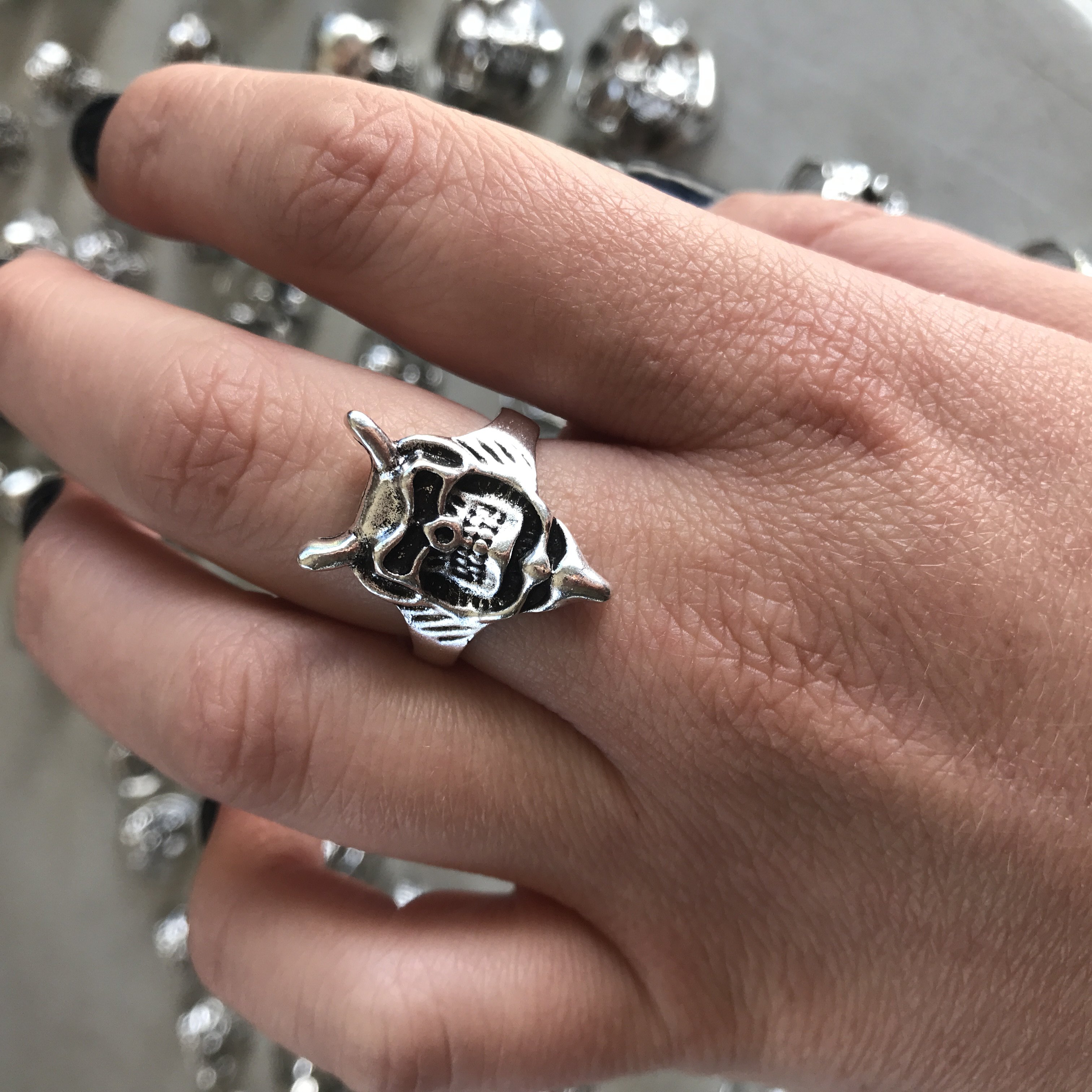 Size 8 Biker Ring 80s Biker Rings Eddie Munson Skull Ring Stranger ...