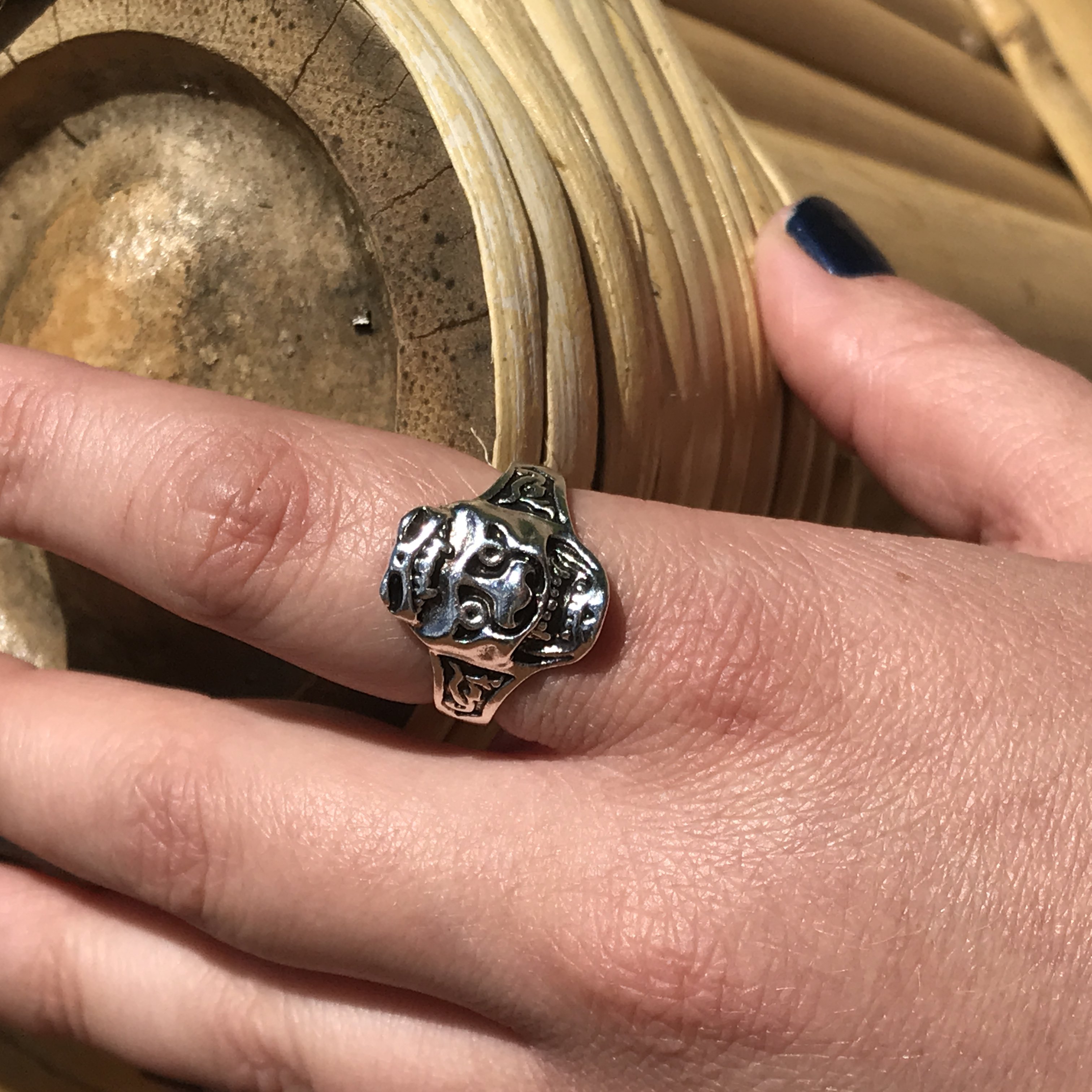 Size 8 1/2 Biker Ring 80s Biker Rings Tiki Jewelry Polynesian Jewelry ...