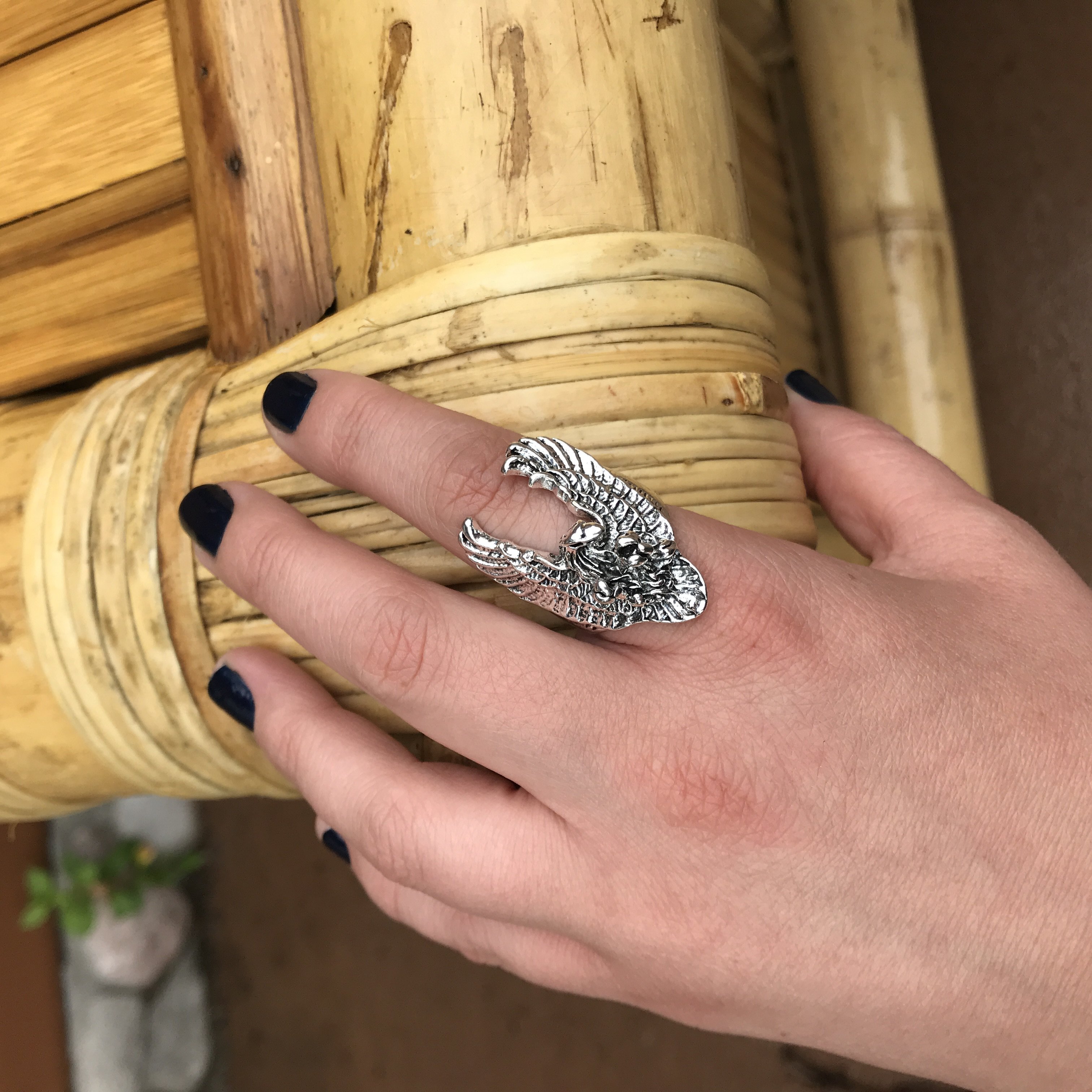 Size 7 3/4 Biker Ring 80s Biker Rings Eagle Biker Ring Eagle Ring Eagle ...