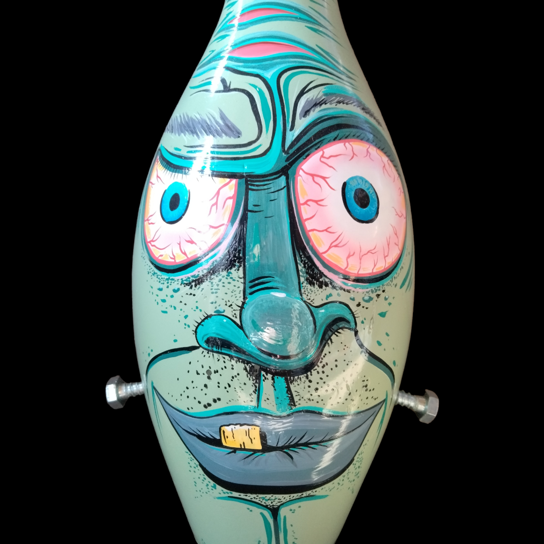 Unique Painted Frankenstein Bowling Pin / Creepy Cartoon / Bowling Pins
