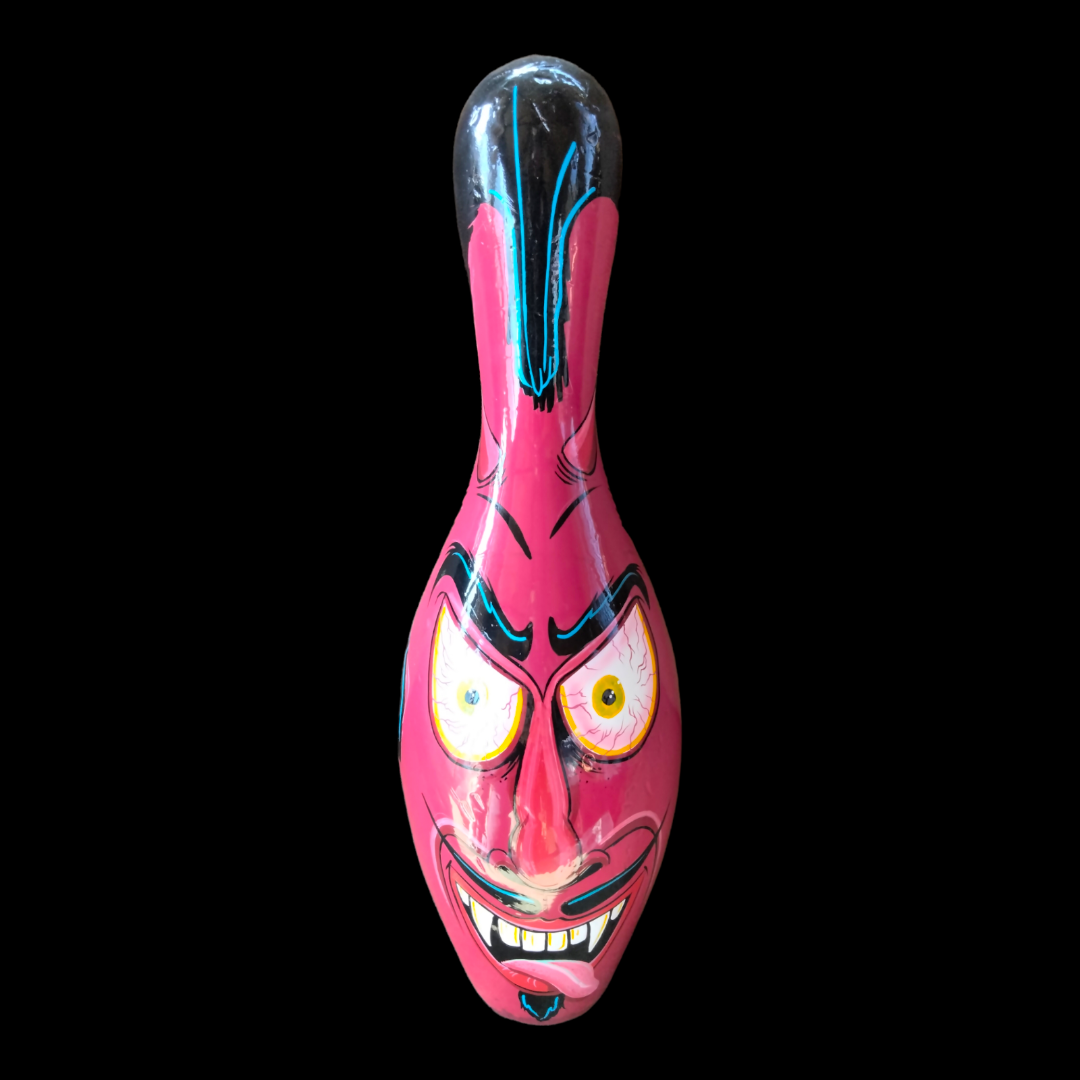 Unique Original Bowling Pin / Creepy Cartoon / Man Cave
