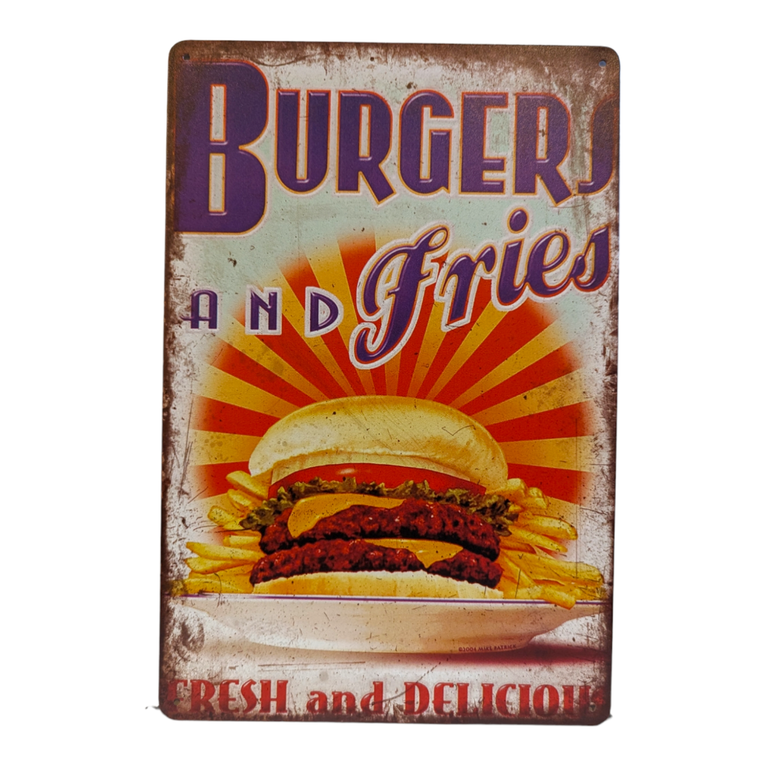 Burgers and Fries Sign / Fresh and Delicious sign / restaurant signs