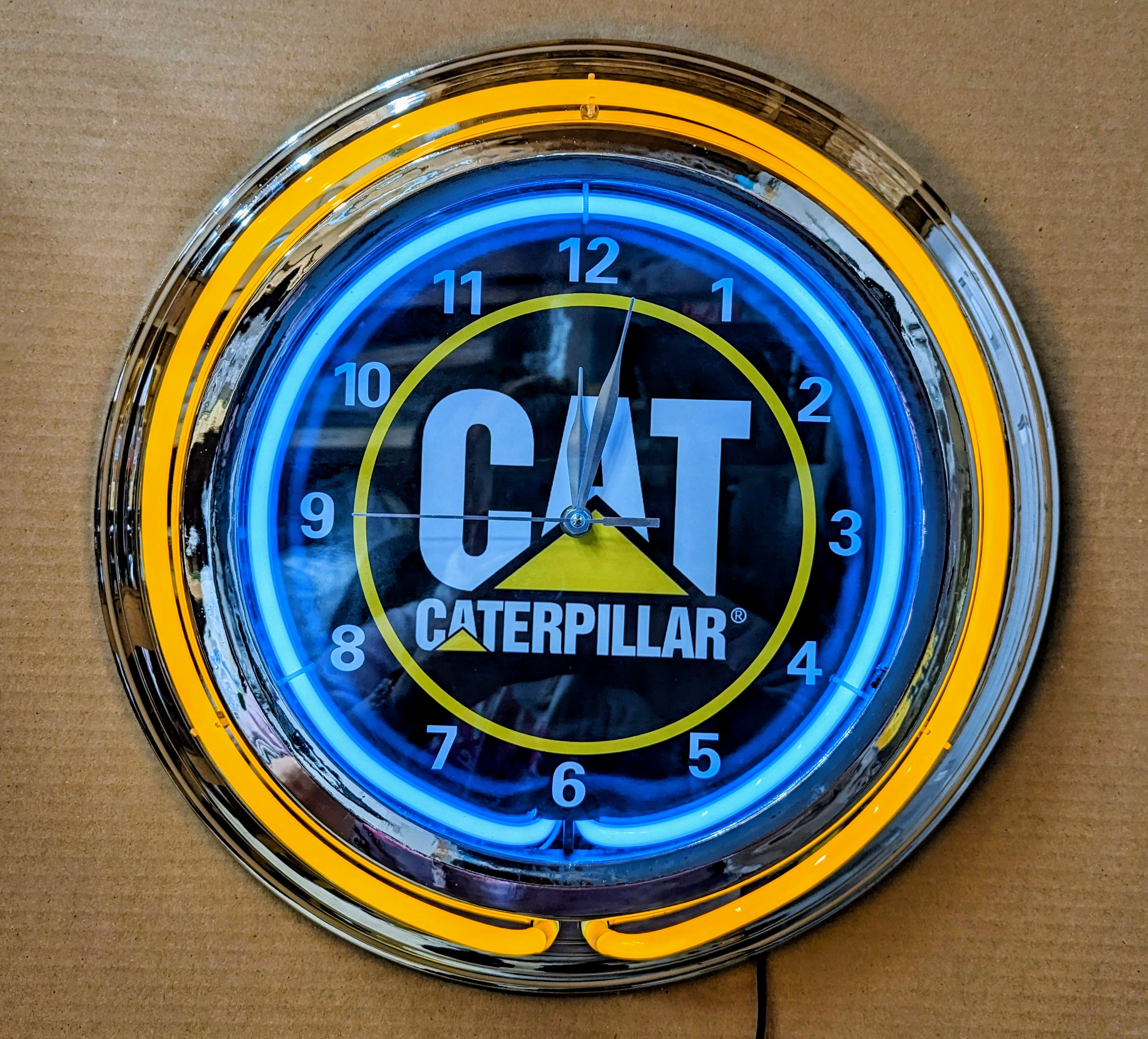 New Caterpillar Double Band Neon Clock / CAT Neon Clock / Equipment ...