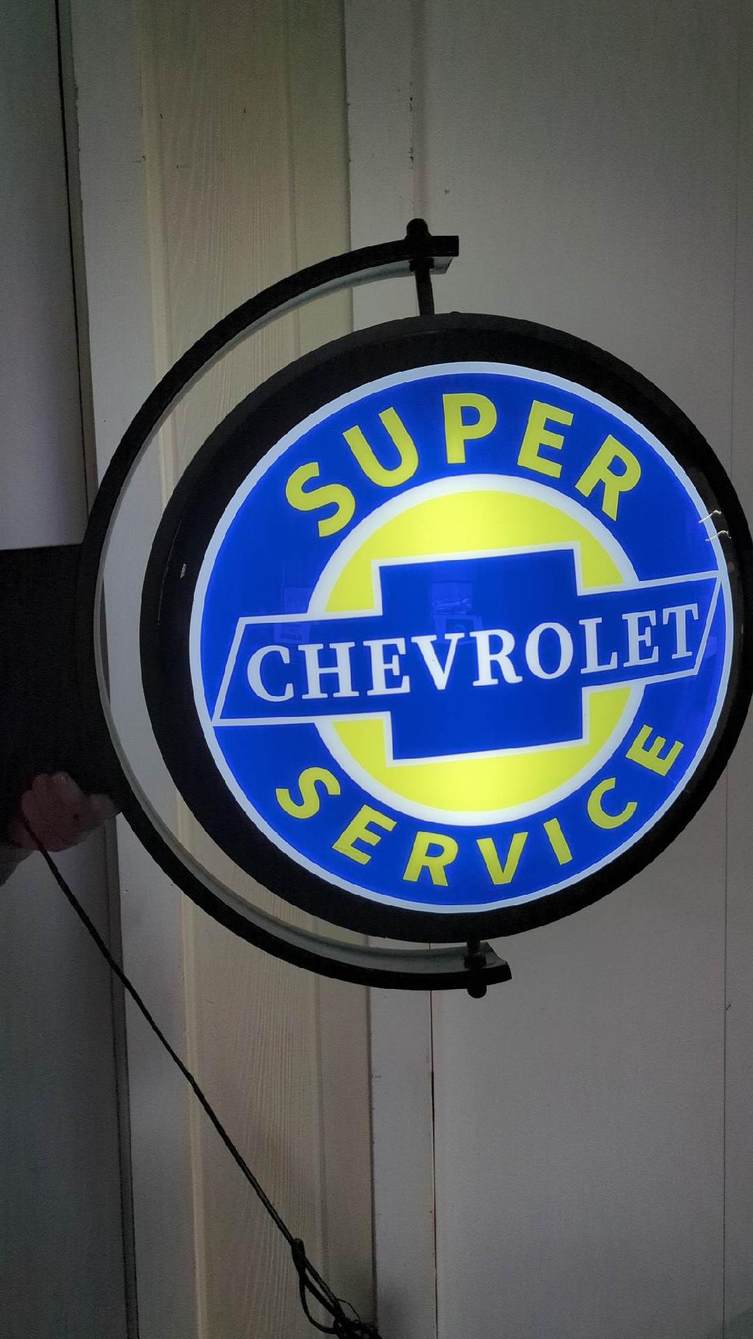 NEW Chevrolet Rotating LED Flange Sign / Chevy Light Up Signs