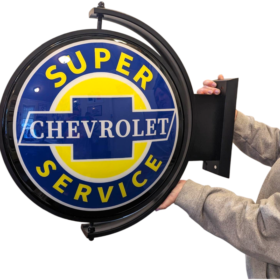 NEW Chevrolet Rotating LED Flange Sign / Chevy Light Up Signs