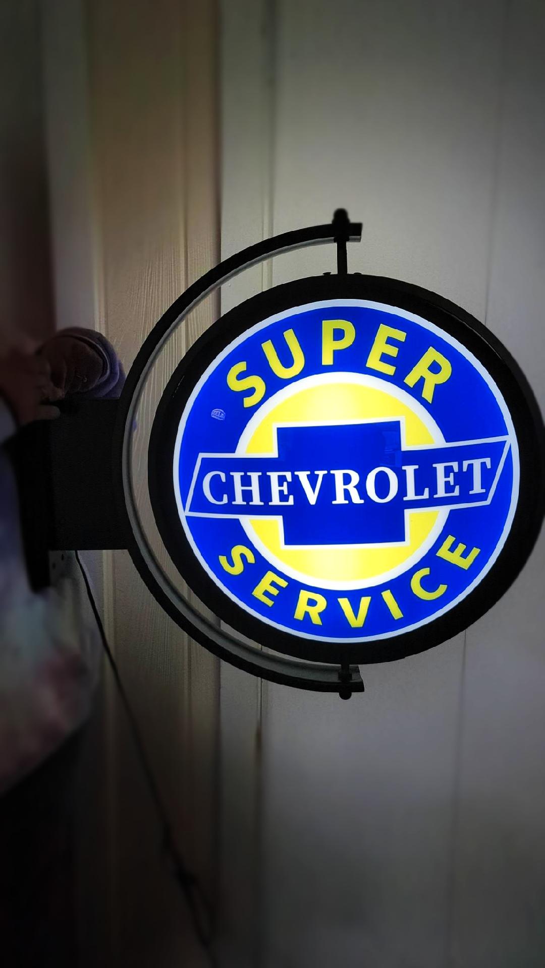 NEW Chevrolet Rotating LED Flange Sign / Chevy Light Up Signs