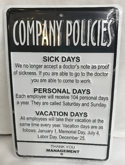 Company Policies Sign / Signs for Work / Funny Signs Office Sign Office ...