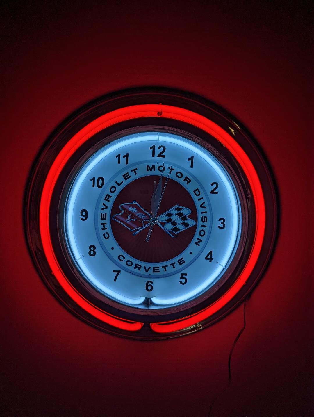 NEW Chevrolet Corvette Motor Division Double Band Neon Clock