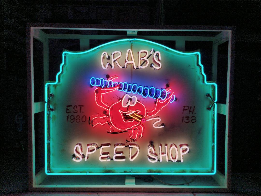 Custom Crab's Speed Shop Neon Sign / Crabs Mechanic Signs
