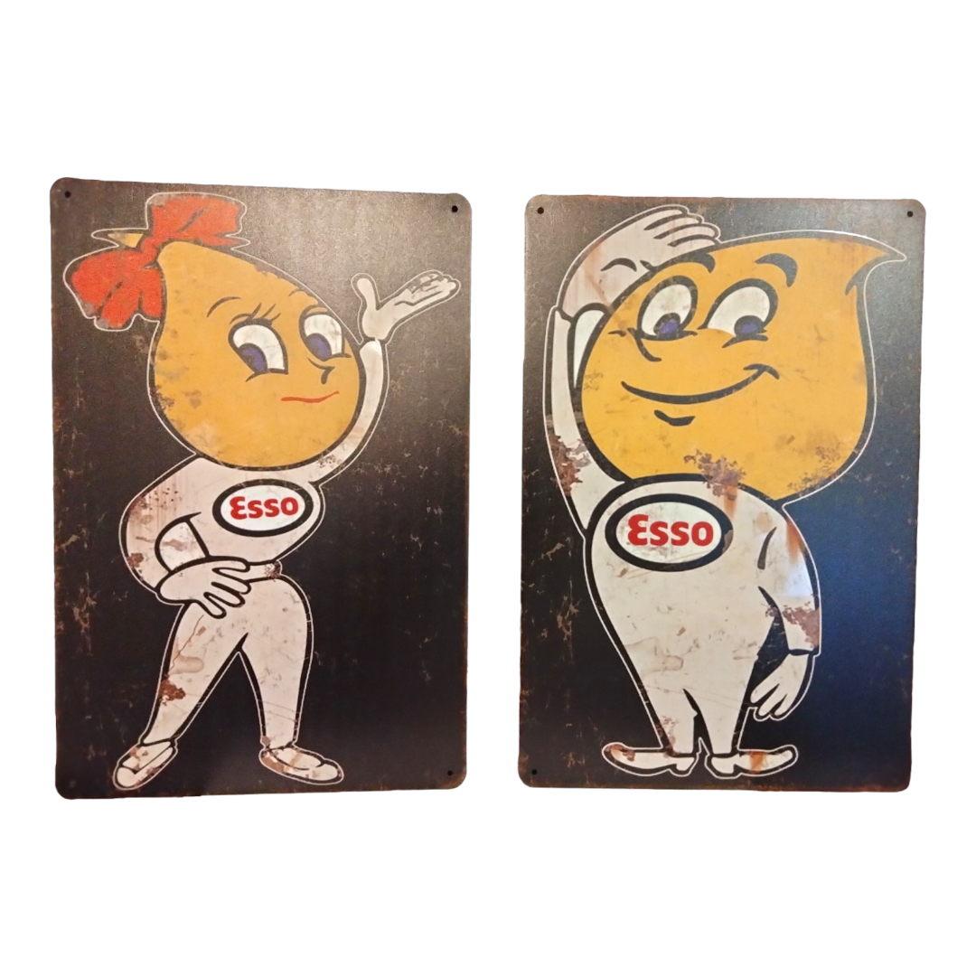 Esso Couple Signs / Esso Girl and Boy Signs / Garage Esso Sign