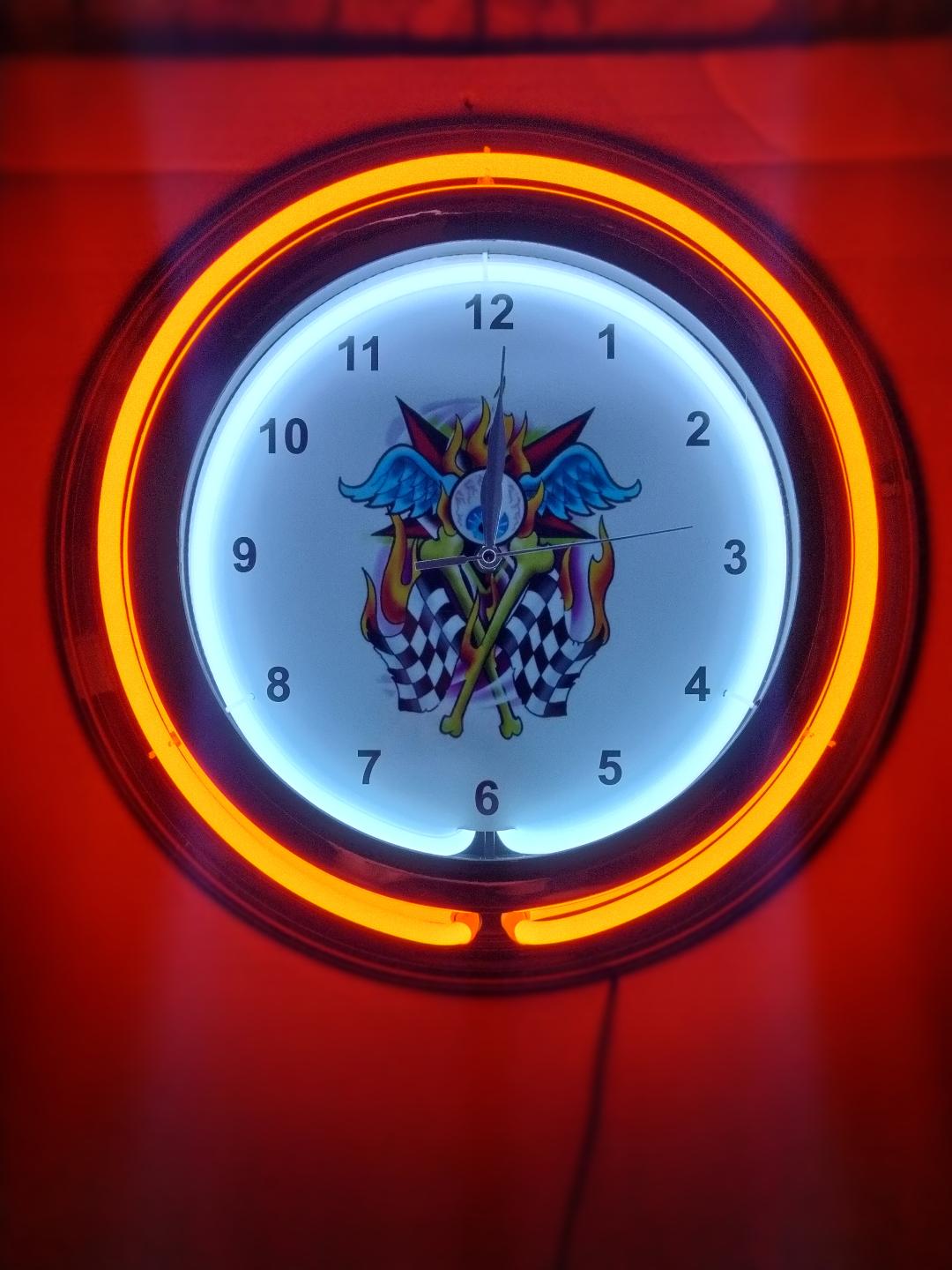 NEW Flying Eye Neon Clock / Hot Rod Rat Rod Neon Clocks