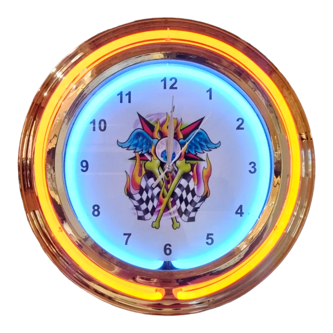 NEW Flying Eye Neon Clock / Hot Rod Rat Rod Neon Clocks