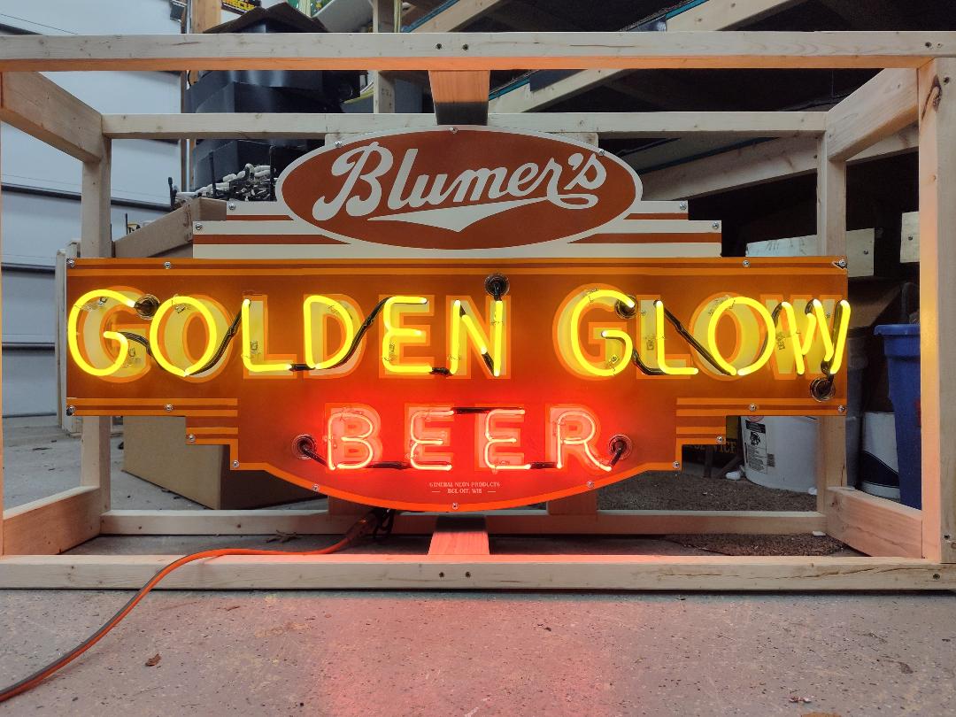 Blumer's Golden Glow Beer Neon Sign / Porcelain Beer Signs