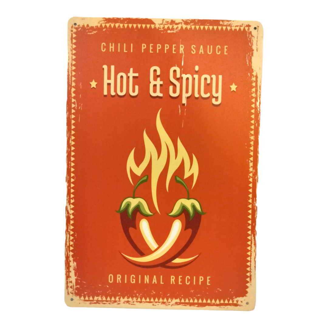 Chili Pepper Sauce HOT & Spicy sign / Hot & Spicy / Pepper signs ...