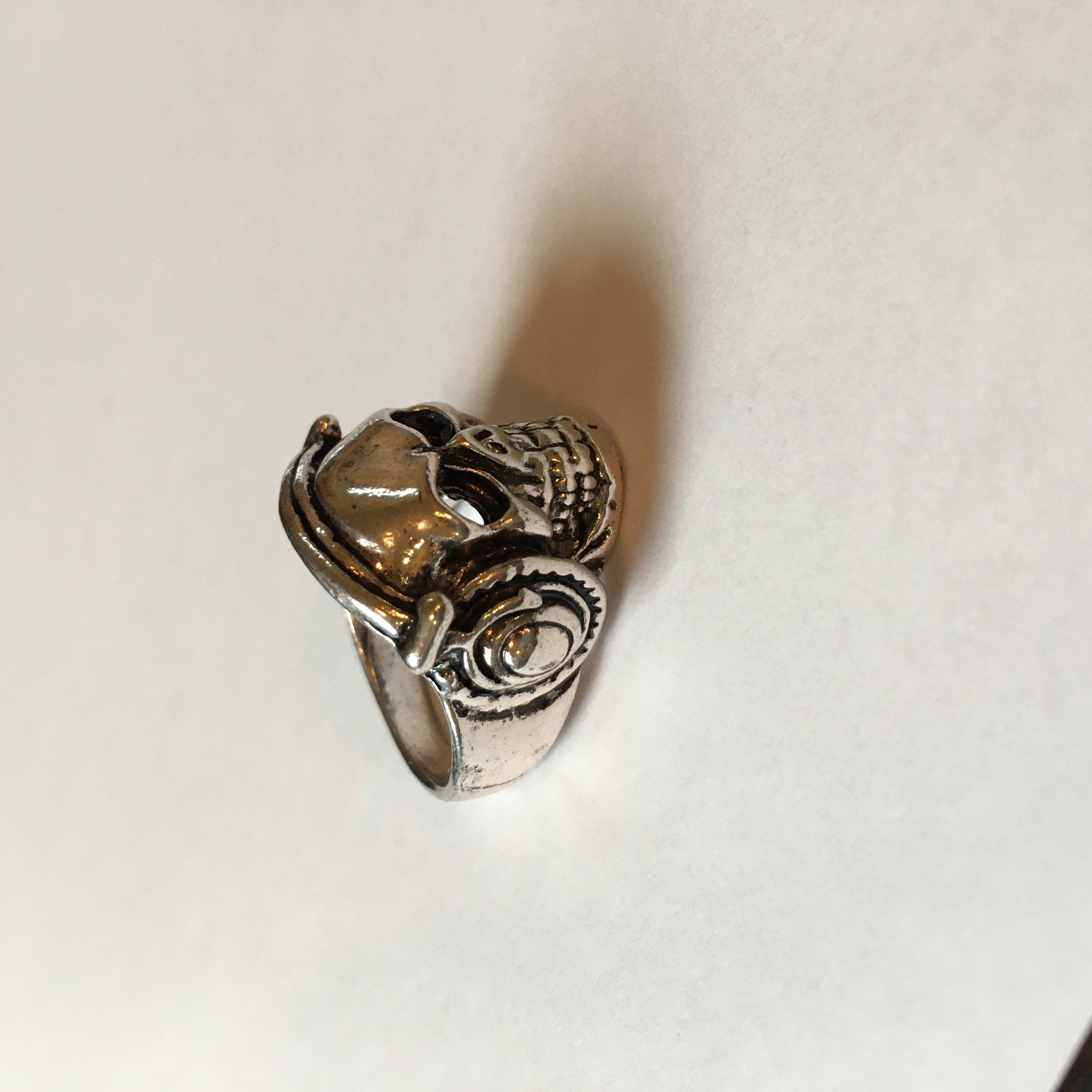 Size 9 1/2 Biker Ring Biker Rings Eddie Munson Skull Ring Skeleton Ring ...