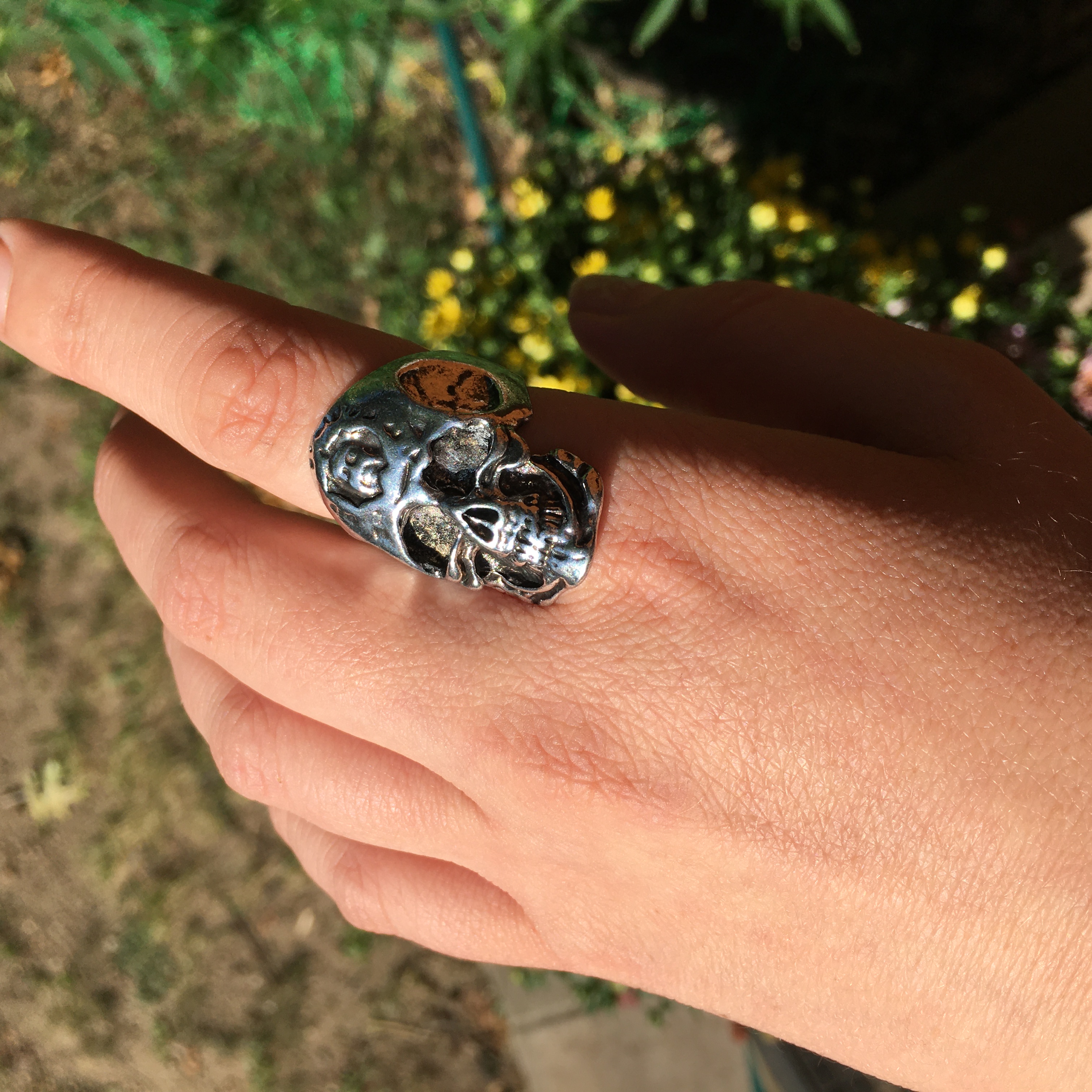 Size 8 3/4 Biker Ring Biker Rings Eddie Munson Skull Ring Skeleton Ring ...