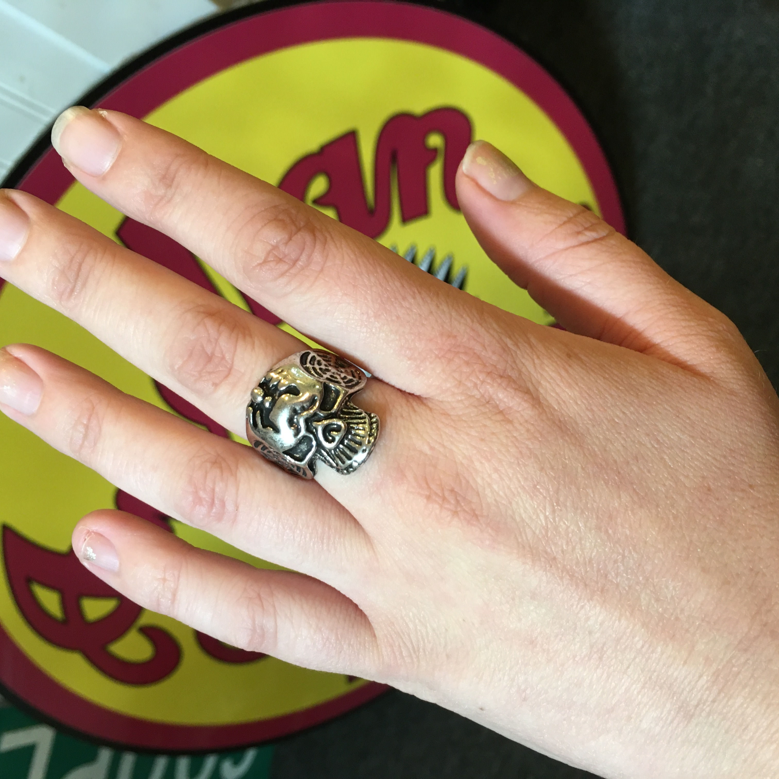 Size 7 1/4 Biker Ring 80s Biker Rings Eddie Munson Skull Ring Stranger ...