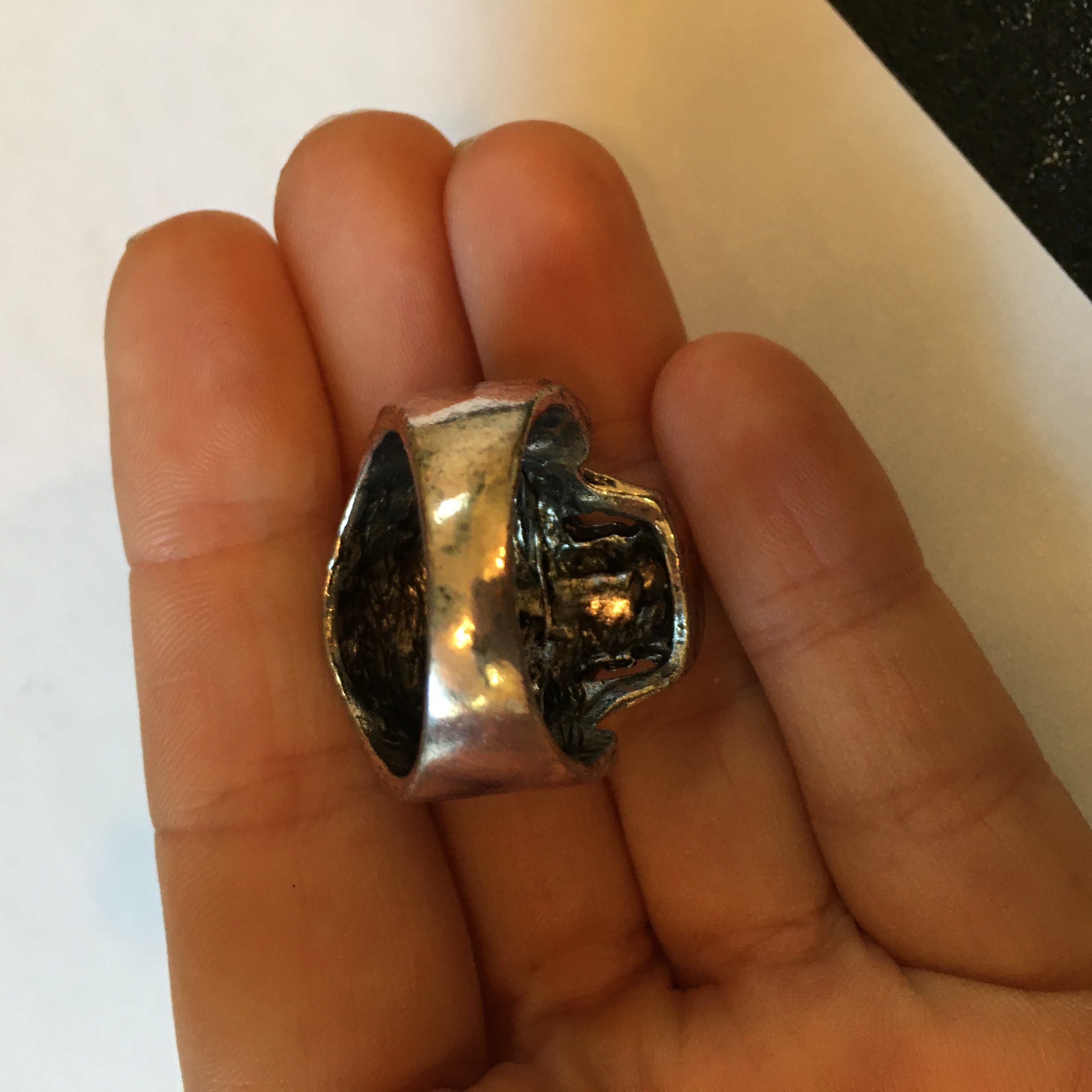 Size 10 1/2 Biker Ring Biker Rings Eddie Munson Skull Ring 80s Biker ...