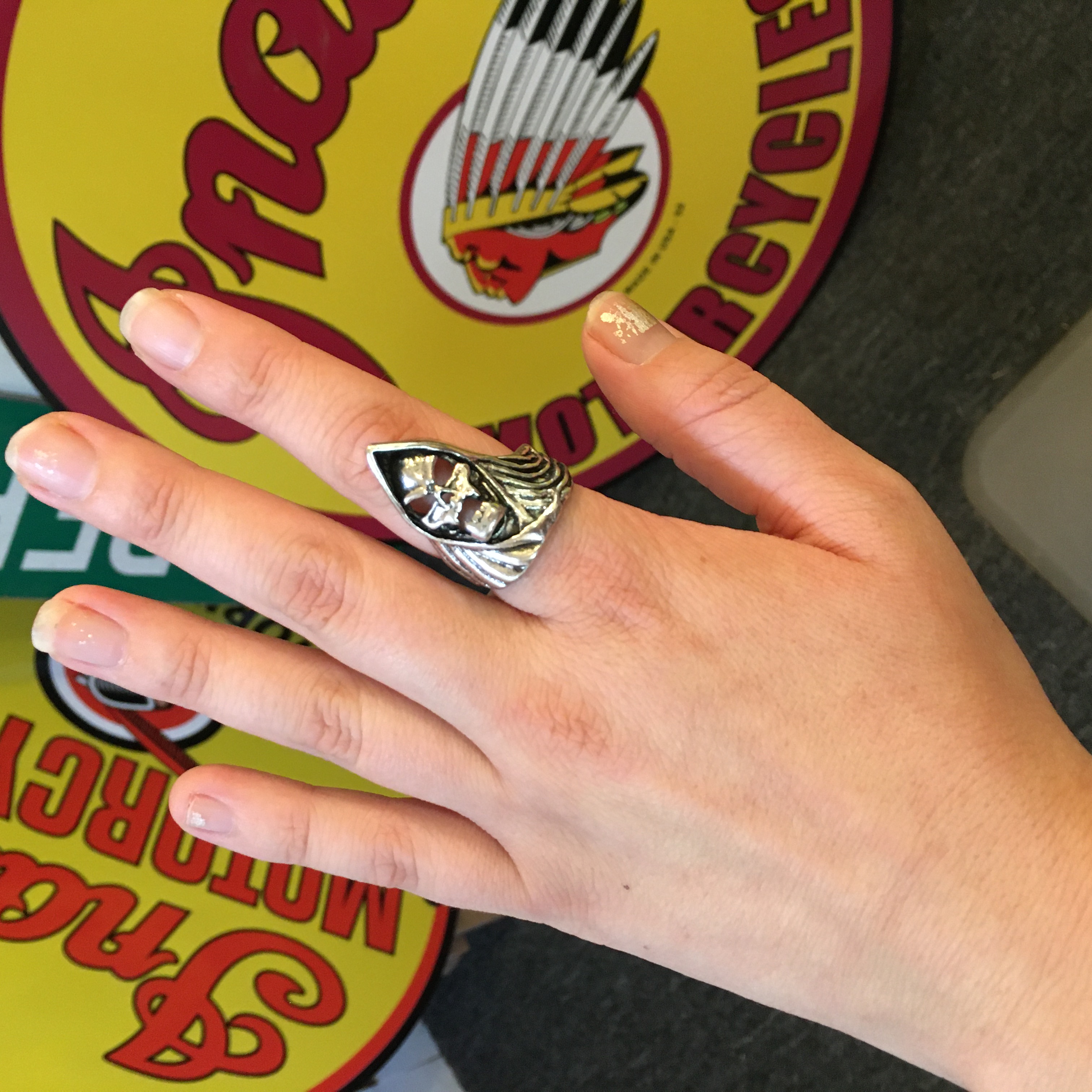 Size 8 3/4 Biker Ring 80s Biker Rings Eddie Munson Skull Ring Eddie ...