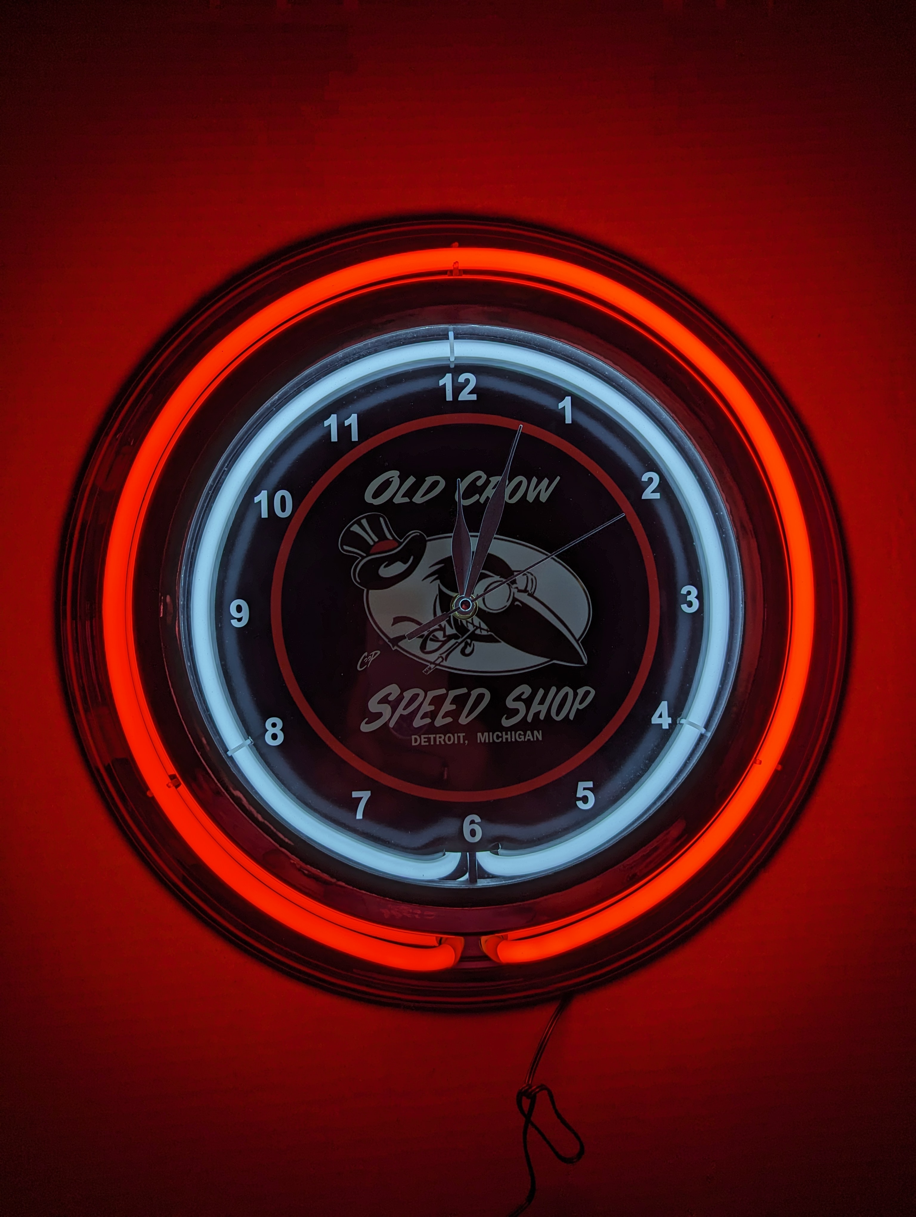 NEW Old Crow Double Band Neon Clock / Speed Shop Clocks / Man Cave