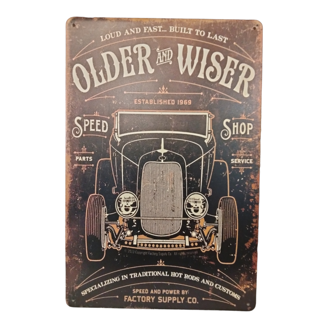 Older and Wiser Speed Shop Sign / Speed Shop Signs / Garage sign ...