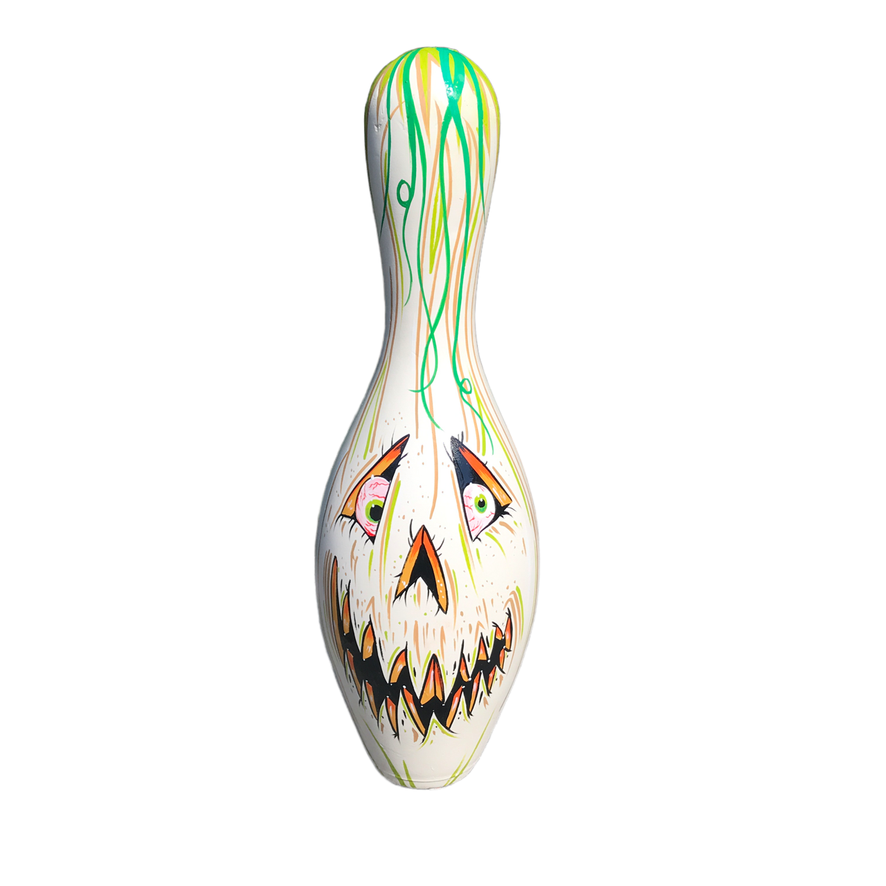 Unique Creepy Pumpkin Halloween Decor Original Hand Painted Bowling Pin ...