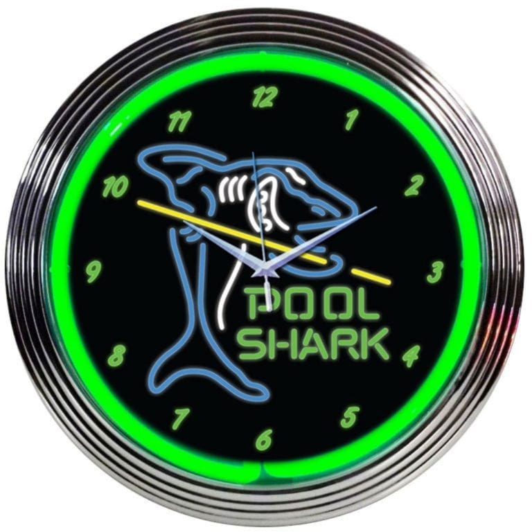 Pool Shark Neon Clock / Pool Clocks / Shark Neon Clocks / Bar Neon Clocks