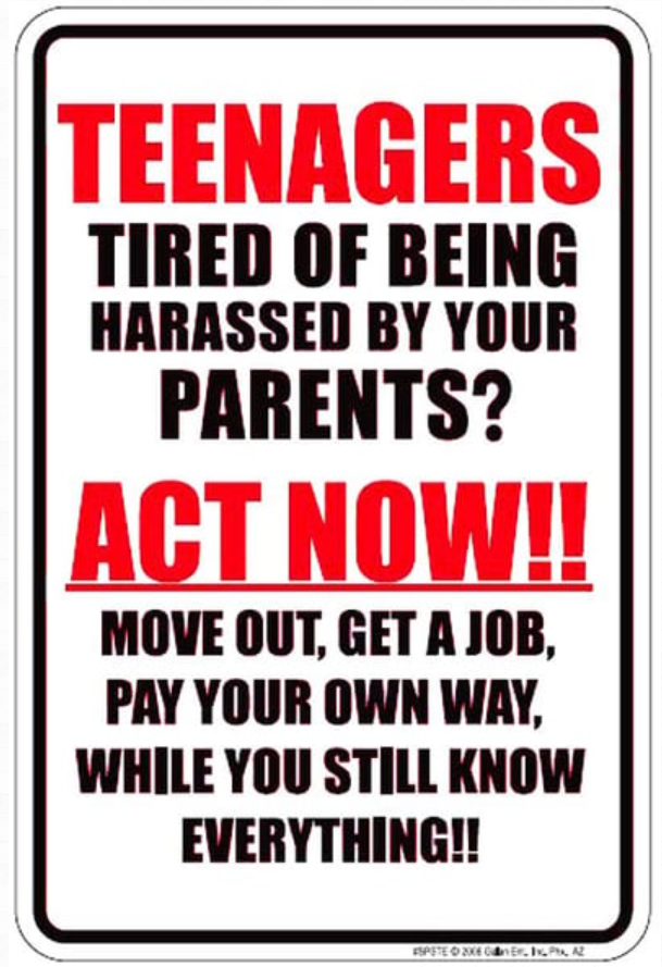 TEENAGERS SIGN