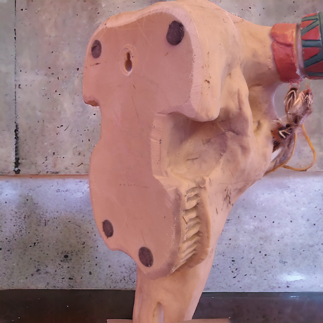 Resin Native Bull Skull Wall Decor / Native American Cow Skull