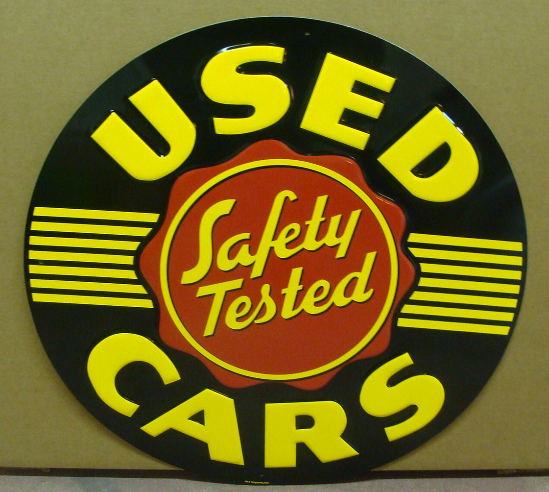 Used Cars Signs / Garage Signs For Men / Used Cars Safety Tested Sign ...