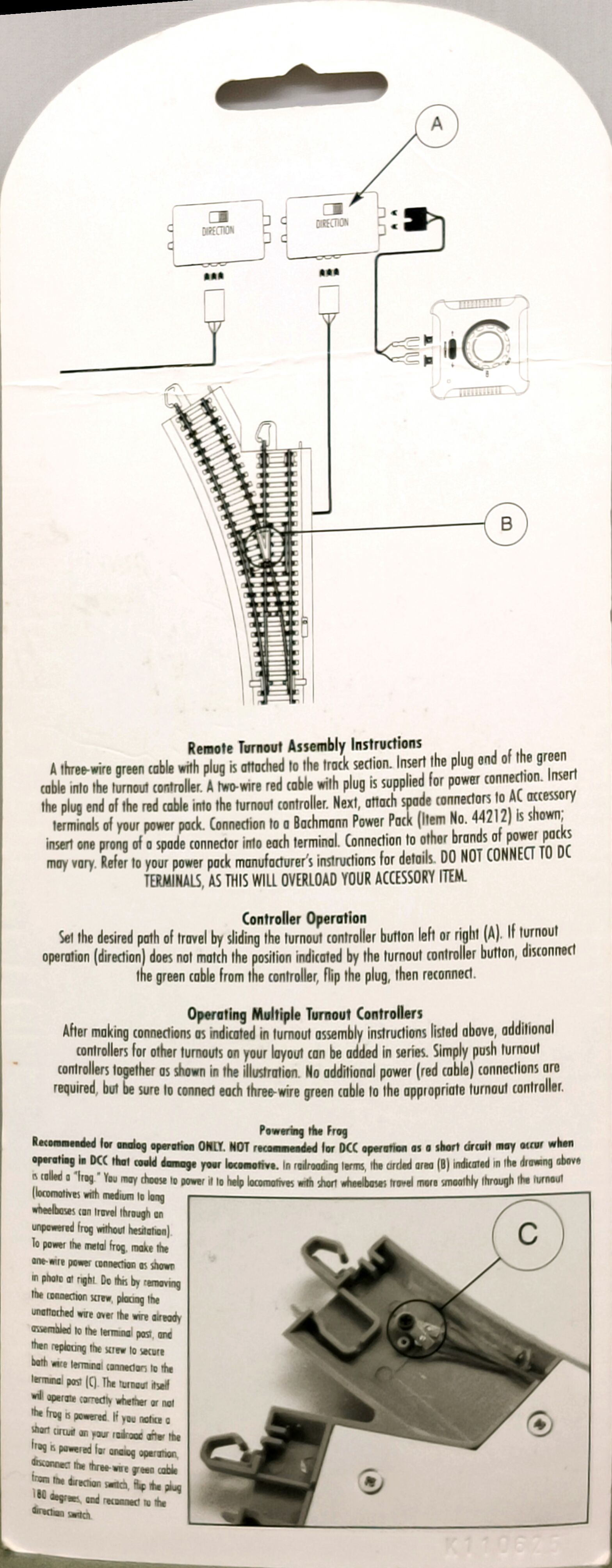Bachmann N. E-Z Track remote lefthand turnout
