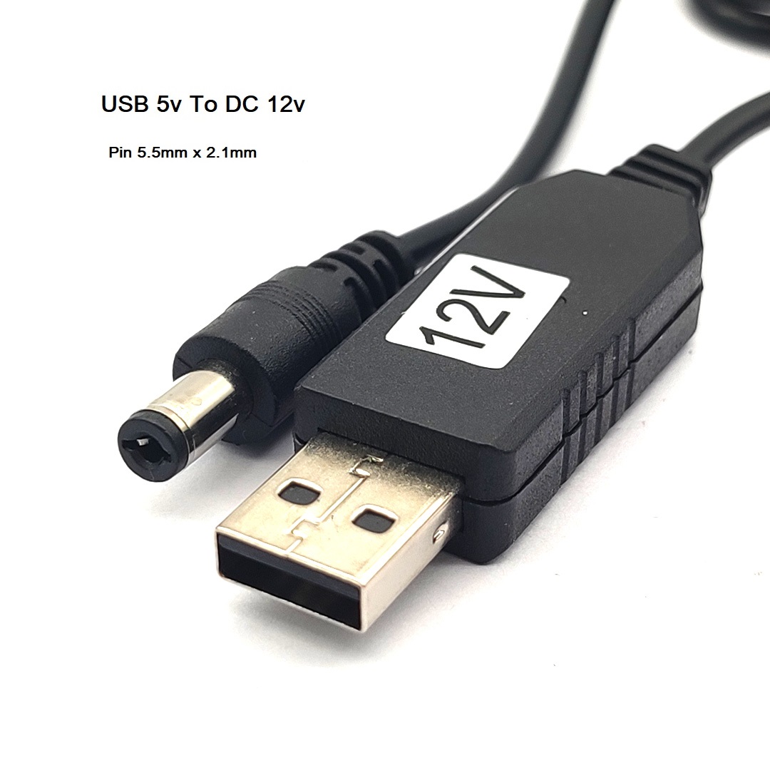 USB 5V Step Up 12v DC Power Boost Charging Cable Module 1M Jack 5.5mm x 2.1mm