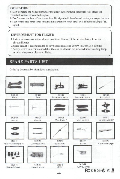 Syma S026g-08 Chinook RC Helicopter Main Rotor Blades