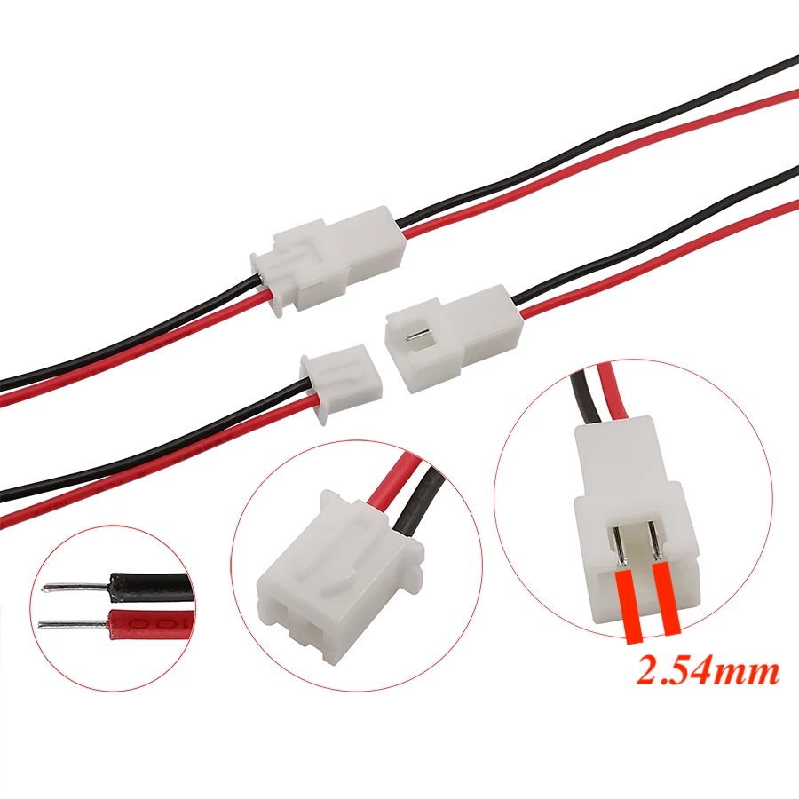 JST XH 2.54 2.5mm Pitch 2 Pin Male Female 20cm Cable Connector Socket ...