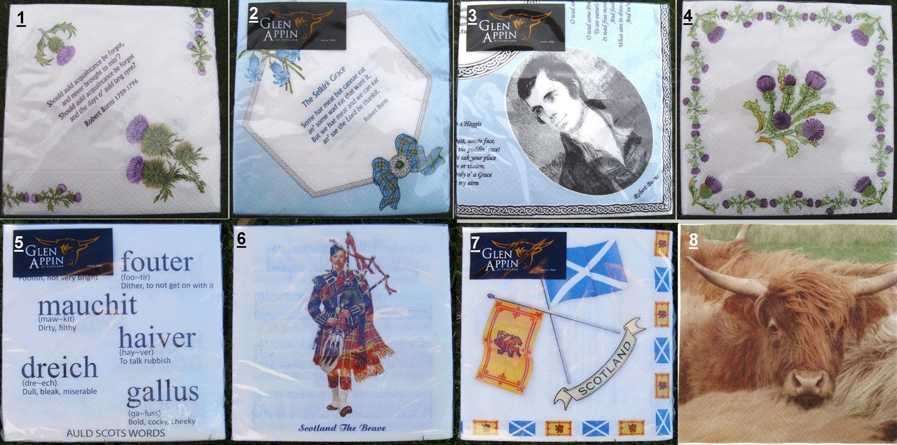 TRADITIONAL SCOTTISH DESIGN PAPER NAPKINS / SERVIETTES PK 20 & FREE ...
