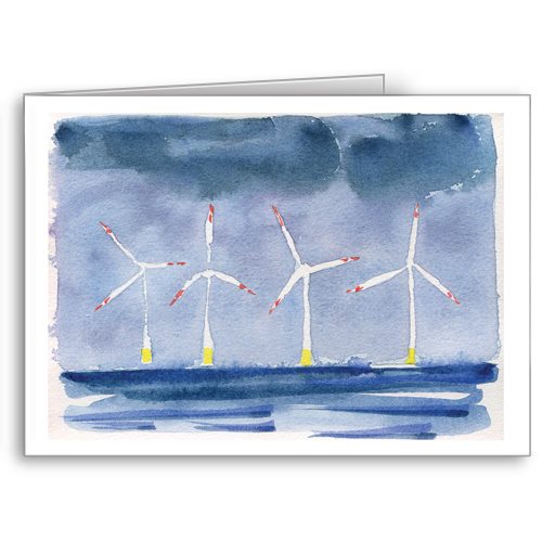 North Sea Wind Turbines - greetings card by Jo Dunn