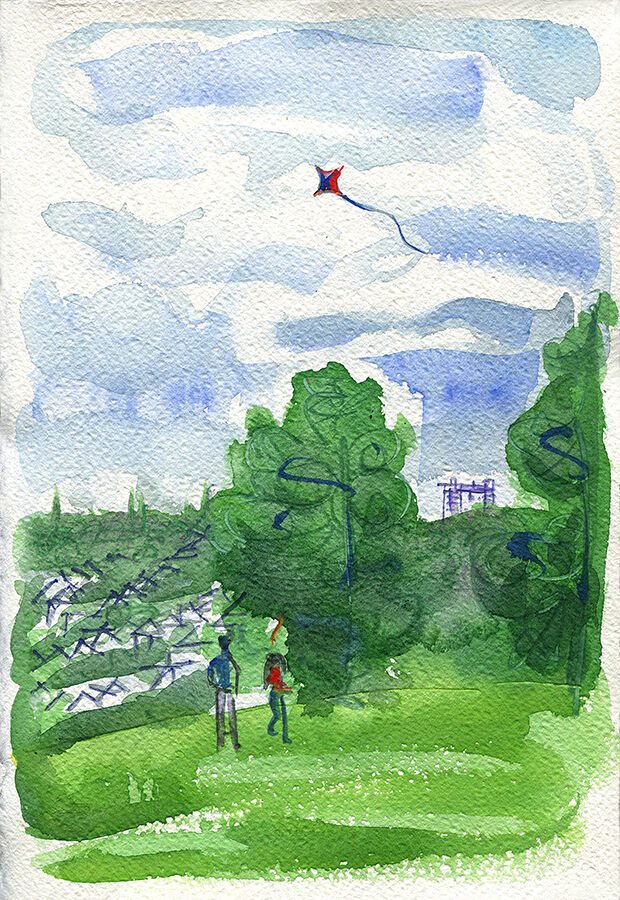 High and Windy Day - original painting by Jo Dunn 2020