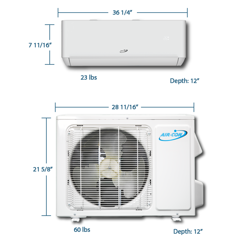AirCon 12000 Btu 22 SEER 110V Mini Split Heat Pump Air Conditioner ...