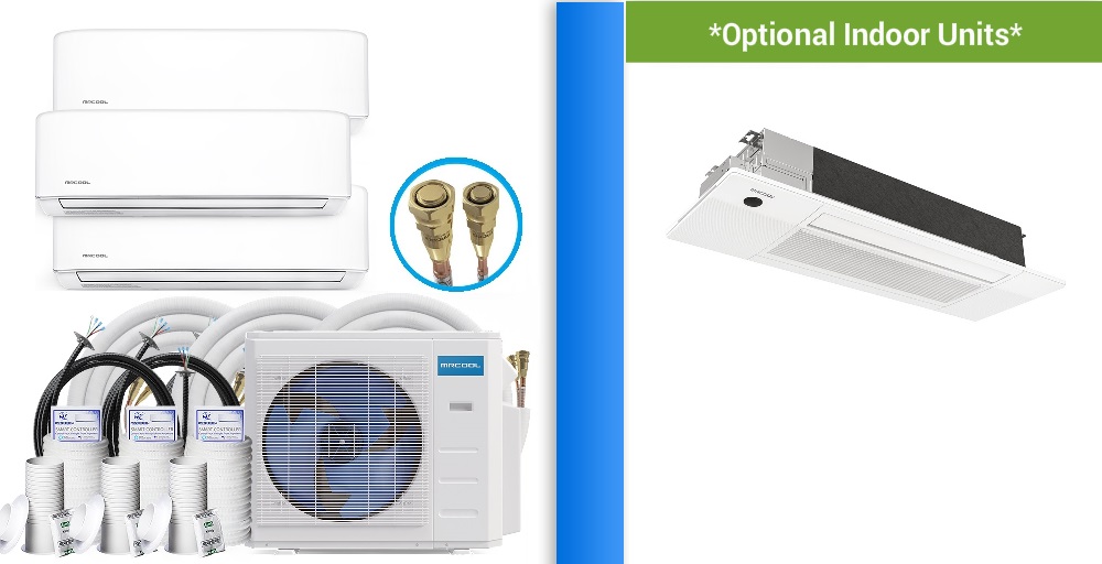 Mr Cool DIY 3 Zone 22 SEER Ductless Mini Split Heat Pump AC DIY-MULTI3 ...