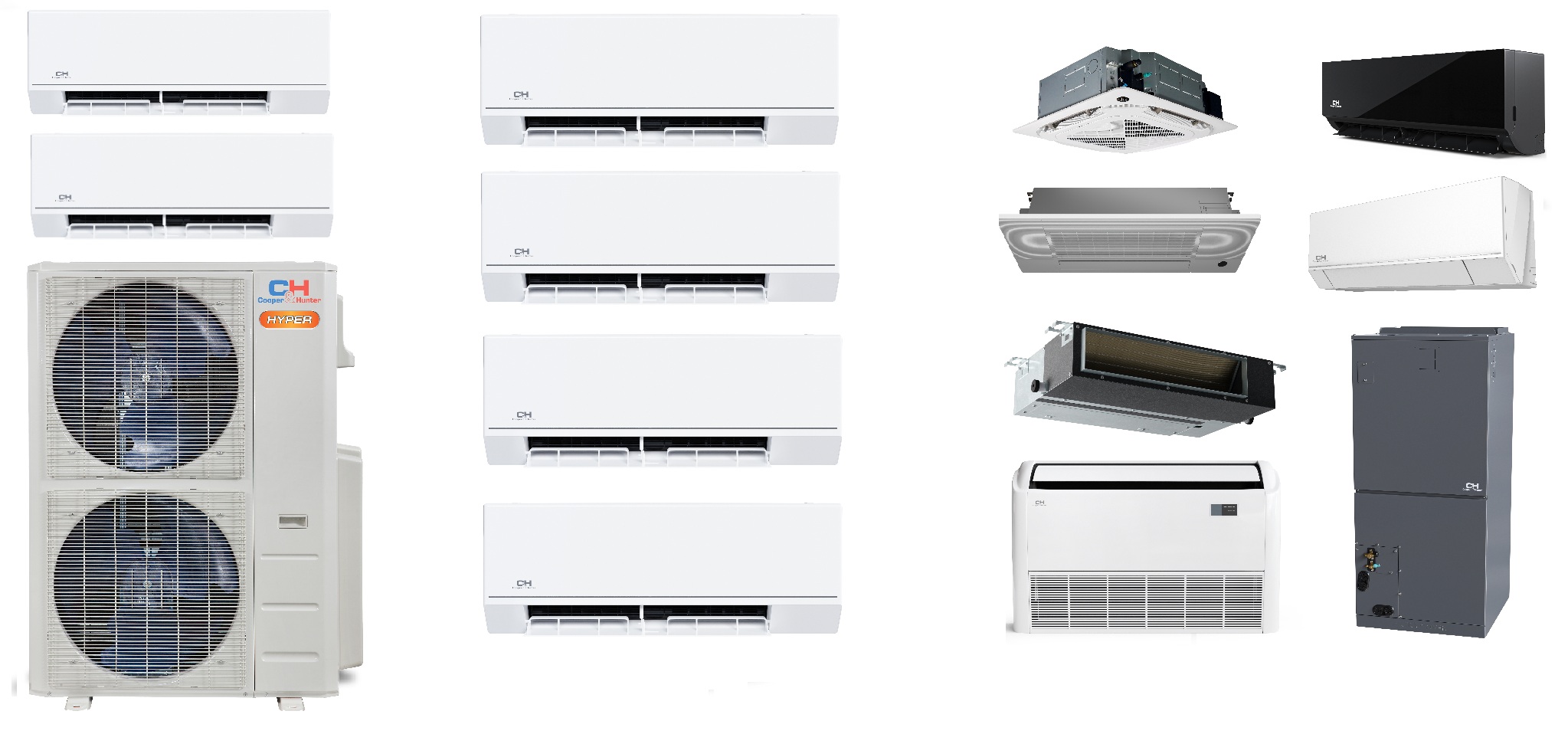 C&H 6 Zone 23 SEER2 Mini Split H-Heat Pump AC (-22°F) E-Star: 12 EER/11 ...