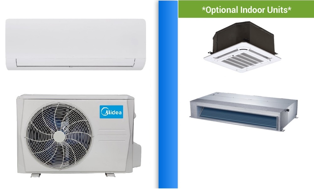 Midea 9000 BTU 220v Custom Mini Split Hyper Heat Pump AC up to 25.5 SEER - DLCSRBH09AAK