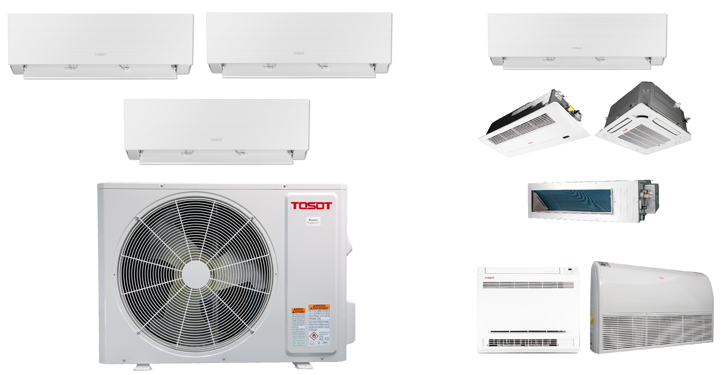 TOSOT 3-Zone 21 SEER2 Mini Split Hyper Heat Pump (-22°F) R32