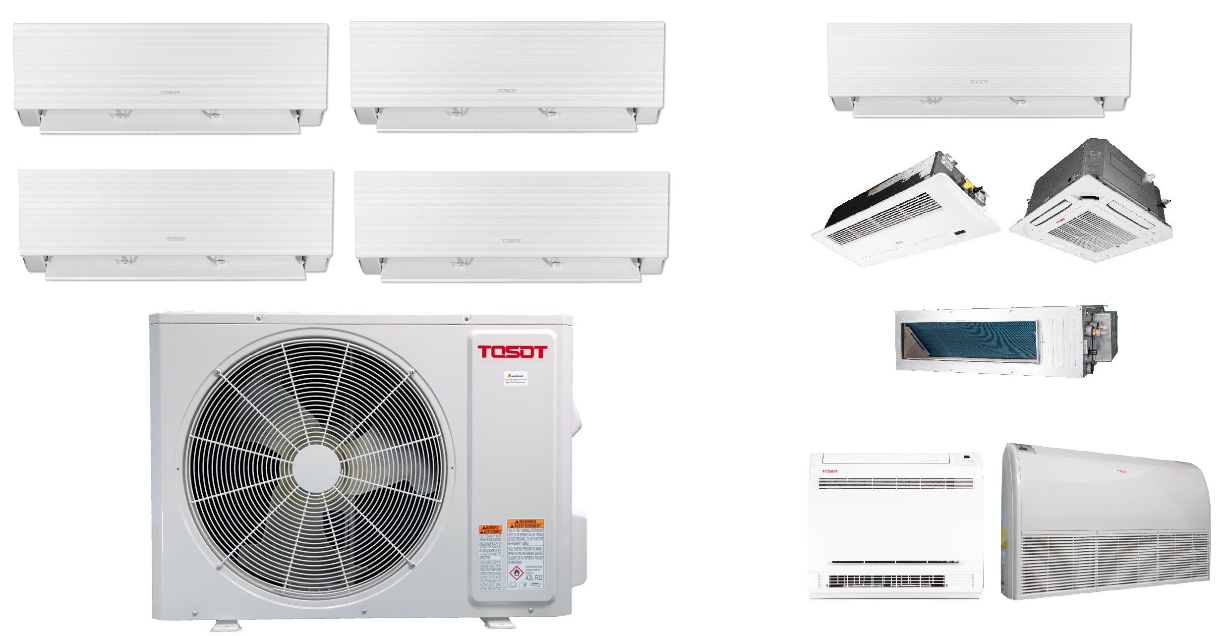 TOSOT 4-Zone 21 SEER2 Mini Split Hyper Heat Pump (-22°F) R32