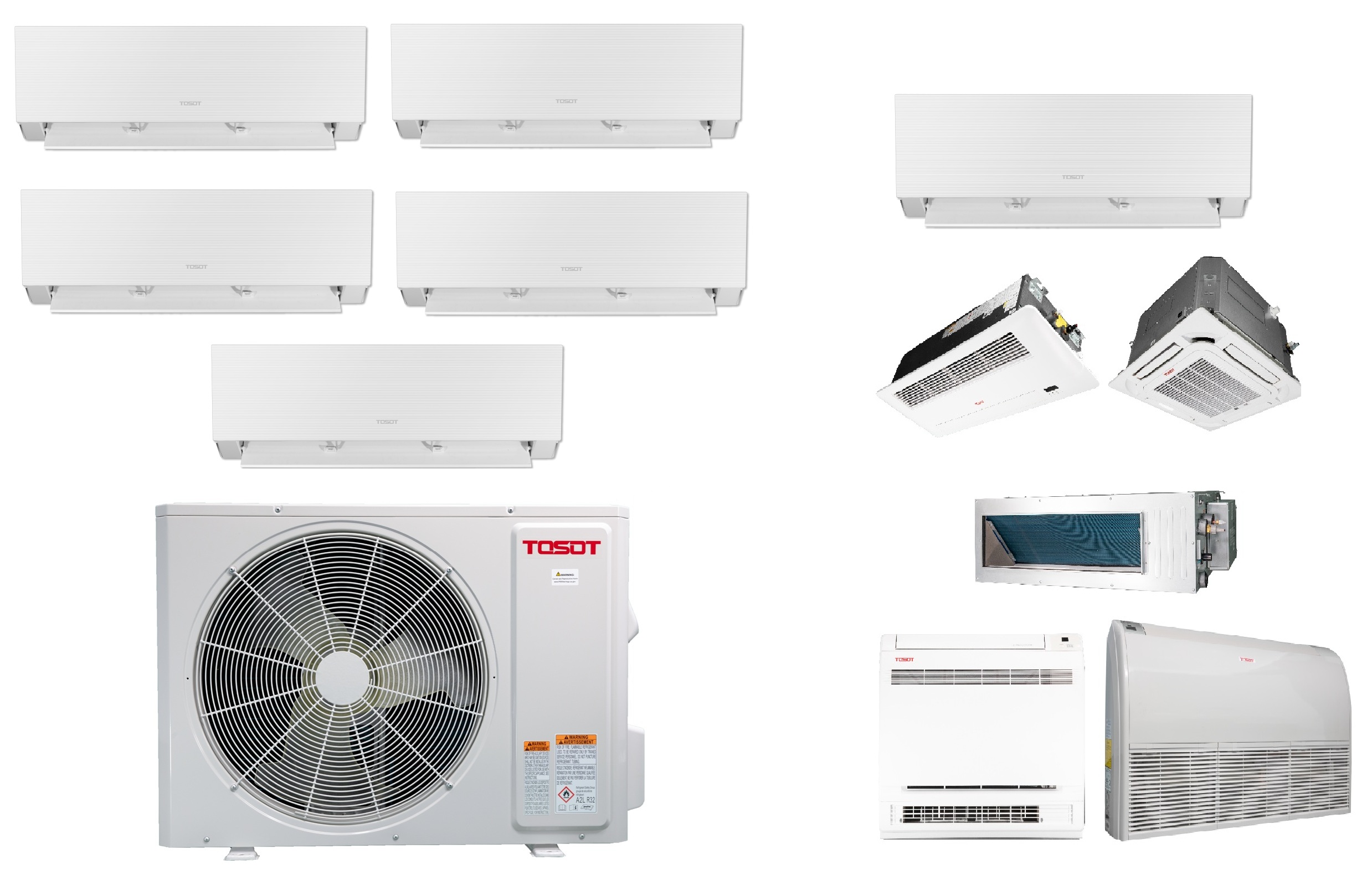 TOSOT 5-Zone 21 SEER2 Mini Split Hyper Heat Pump (-22°F) R32