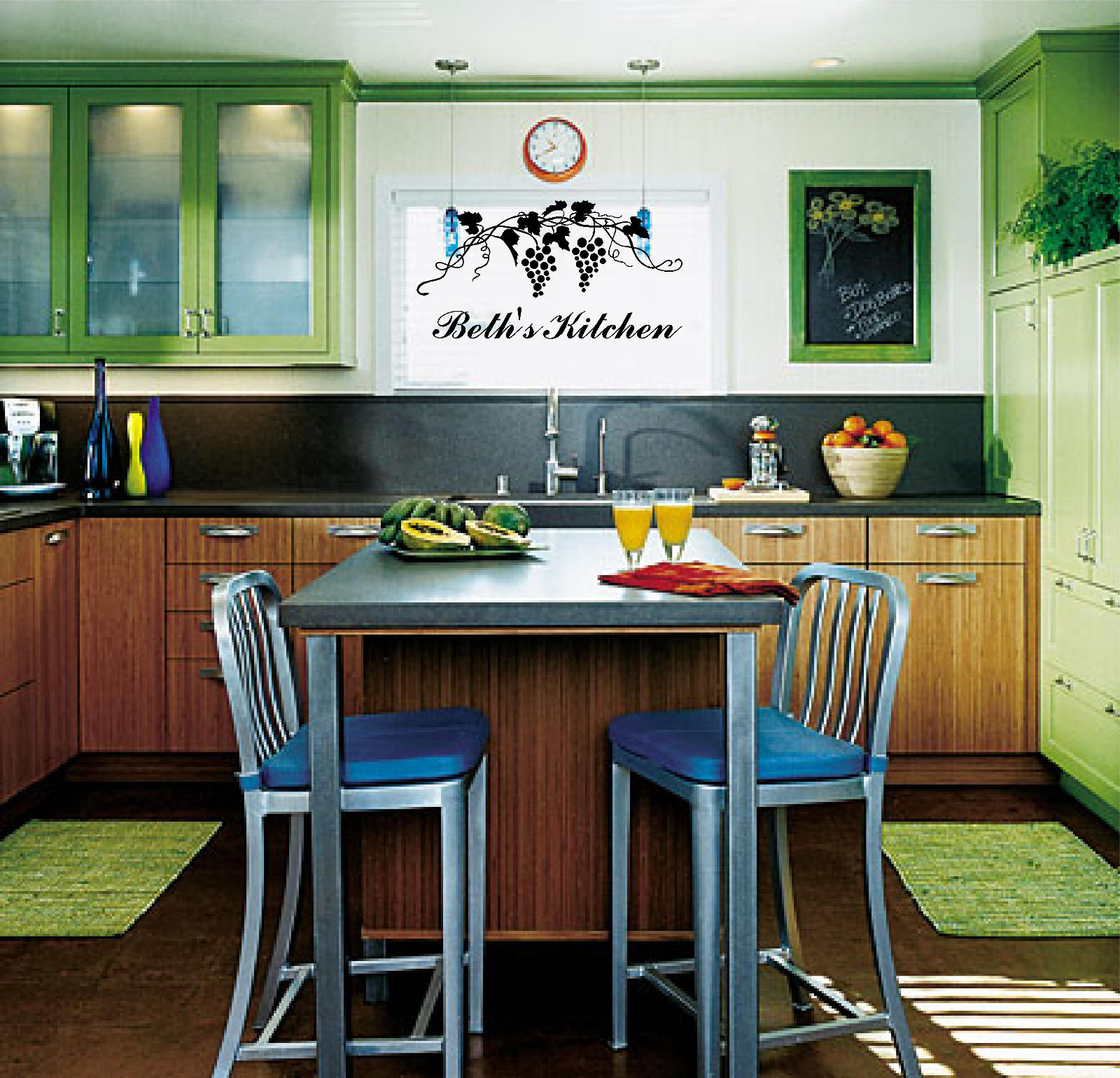 Personalized Kitchen Sign and Grapevine Wall Sticker Wall Art Vinyl ...