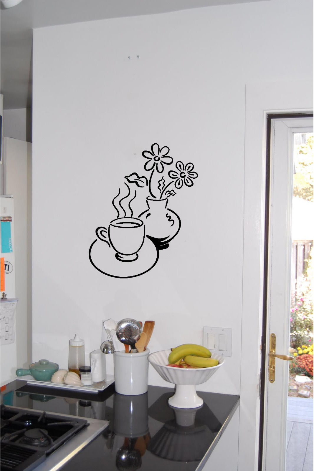 Coffee and Flowers Kitchen Wall Sticker Wall Art Vinyl Decals Kitchen Decor